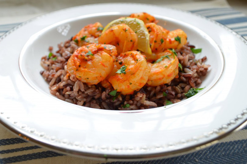 Spicy Harissa Shrimp with Wild Rice