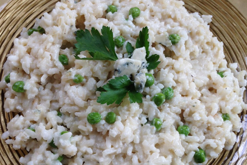 Blue Cheese Risotto with Spring Peas